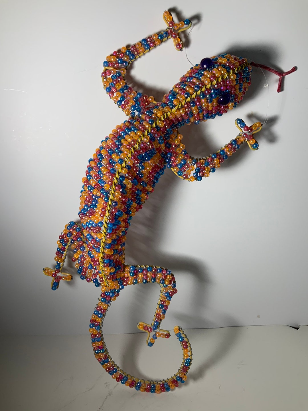 Vintage Gecko Lizard Beaded Wall Hanging on Wire Frame 15 In. - Etsy