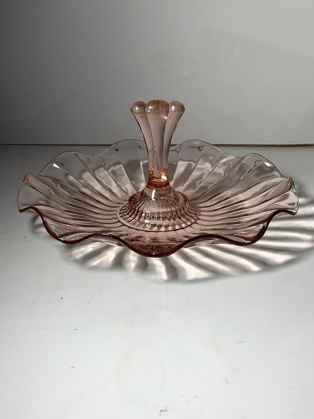 Pink Depression Glass Ribbon Edge Bon Bon Plate 7 In. - Etsy