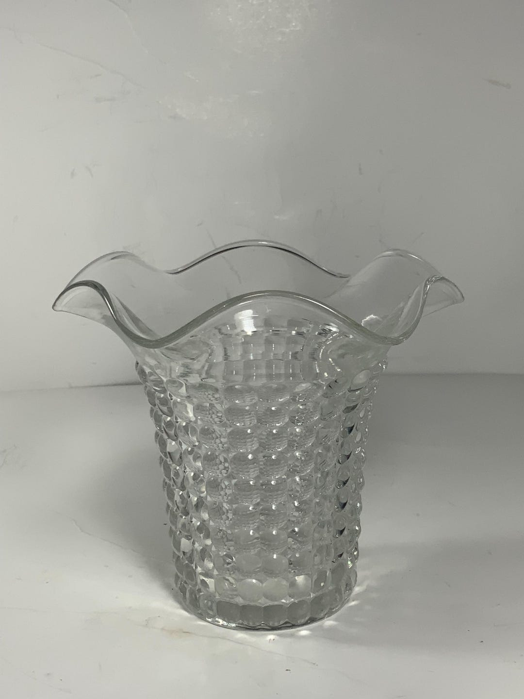 Vintage Duncan & Miller Clear Glass Hobnail Ruffled Edge Vase 5.5 In ...