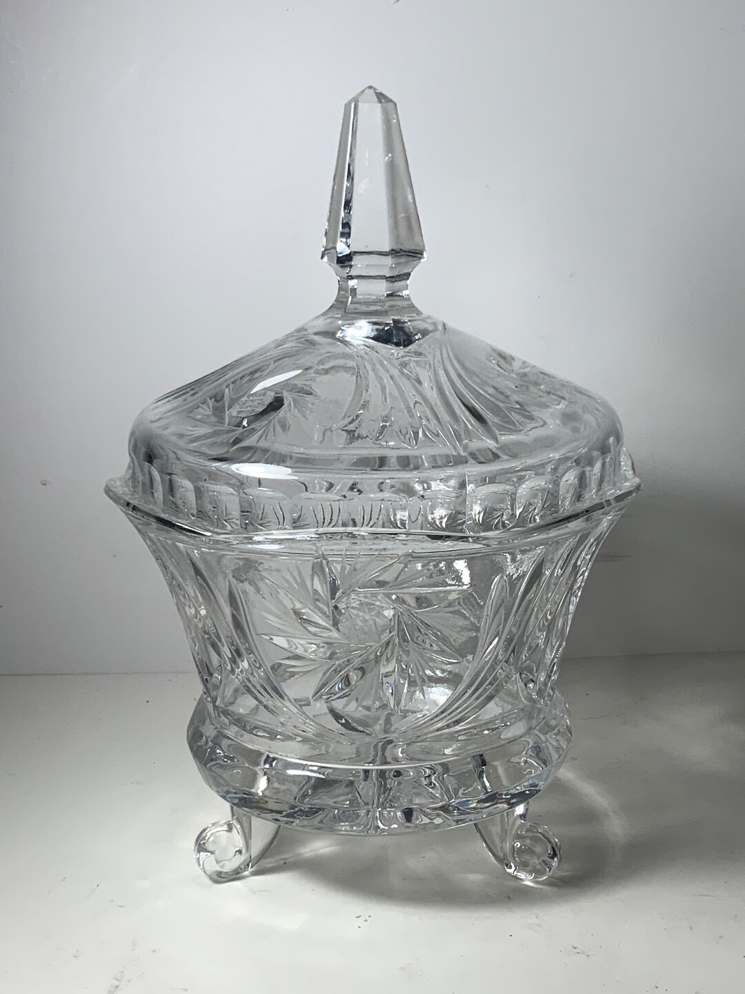 Vintage Lead Crystal Hobstar & Pinwheel Pattern Candy/biscuit Jar 9 In ...