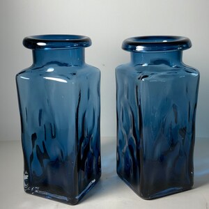 Set of 2 Indigo Dimple Glass Bottle Vases 7 In. - Etsy