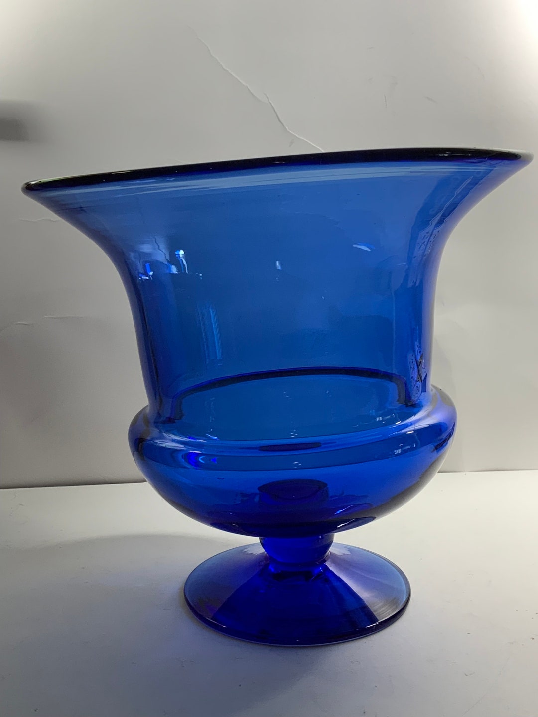 Vintage Large Hand Blown Indigo Glass Urn Vase 9 In. - Etsy