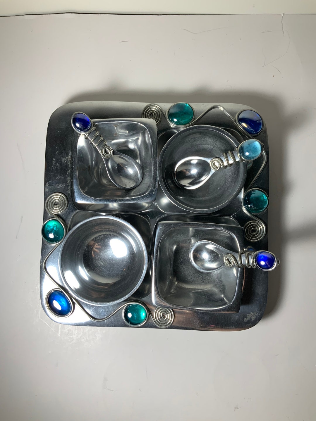 Dary Rees Original Aluminum Segmented Plate With 4 Matching Bowls and 3 ...