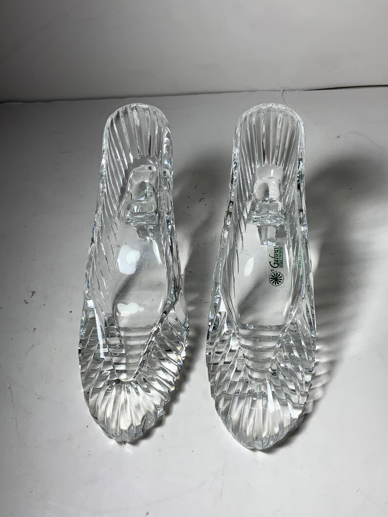 Set of 2 Galway Irish Crystal Glass Slippers Paperweights 5.5 In. - Etsy