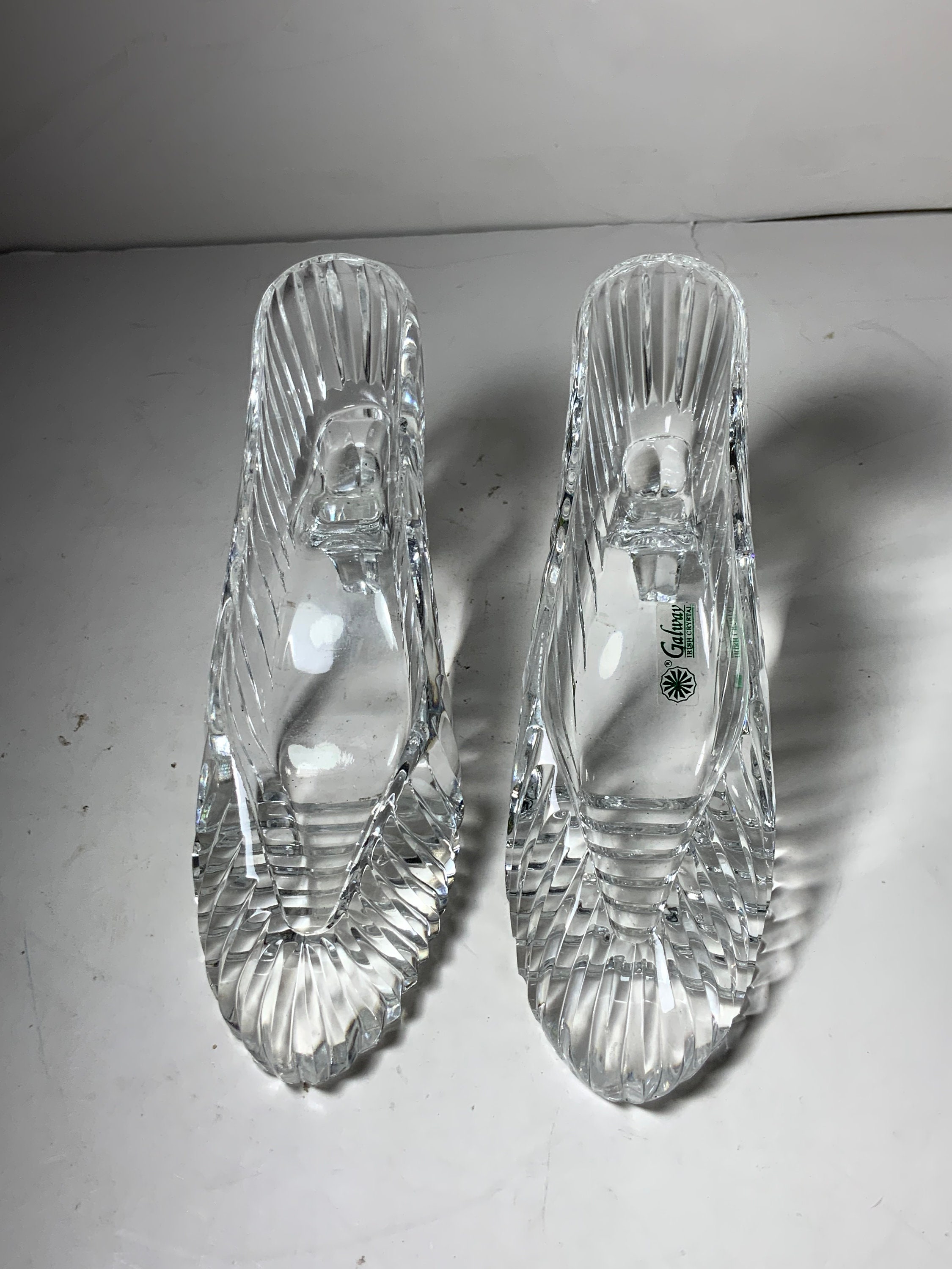 Set of 2 Galway Irish Crystal Glass Slippers Paperweights 5.5 In. - Etsy