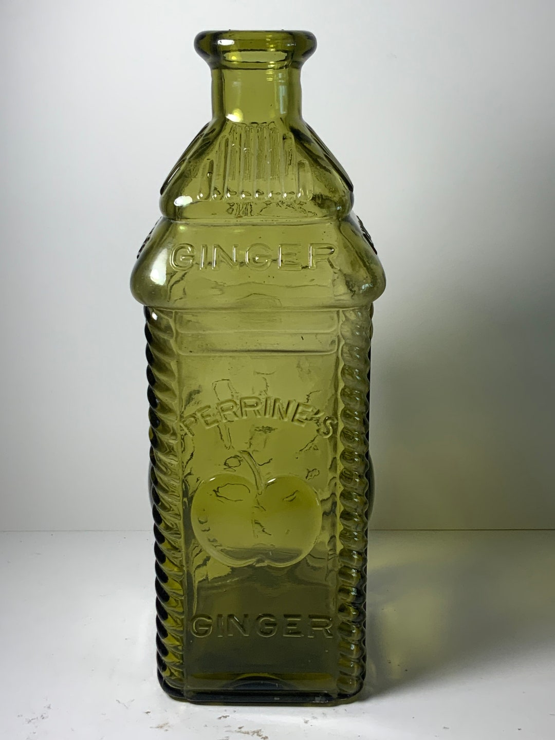 Perrine’s Apple/ Ginger Green Glass Bottle 9.5 In. - Etsy