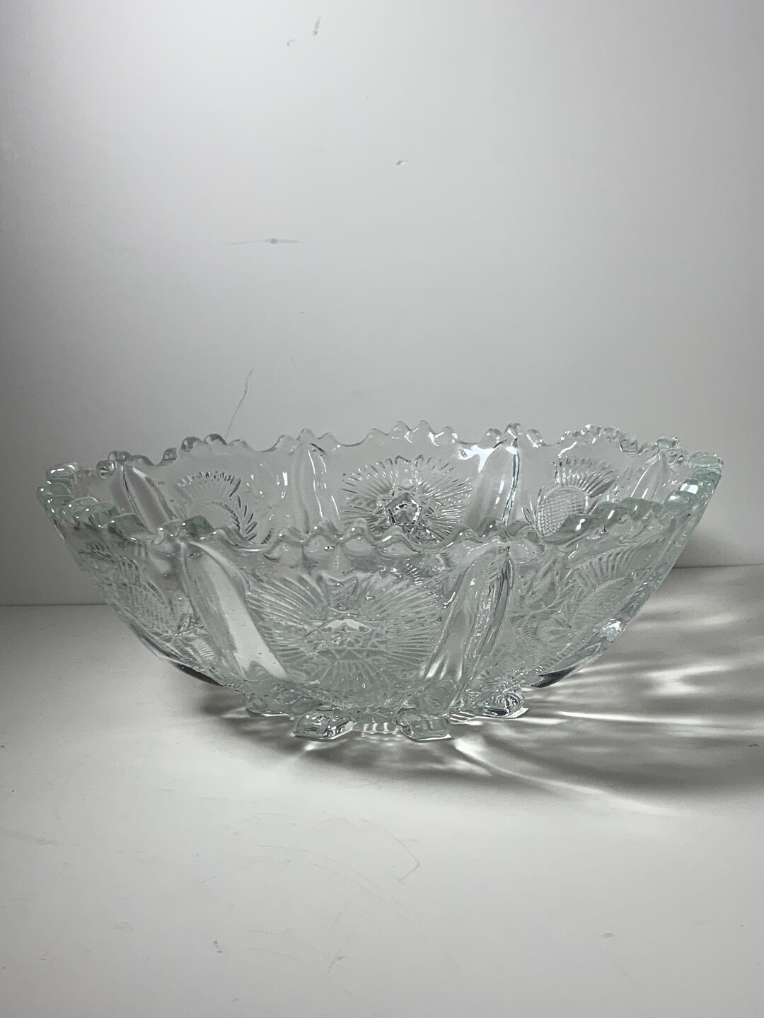 Antique 1911 EAPG Crystal Higbee 8 Footed Thistle Serving Bowl 8.5 In ...