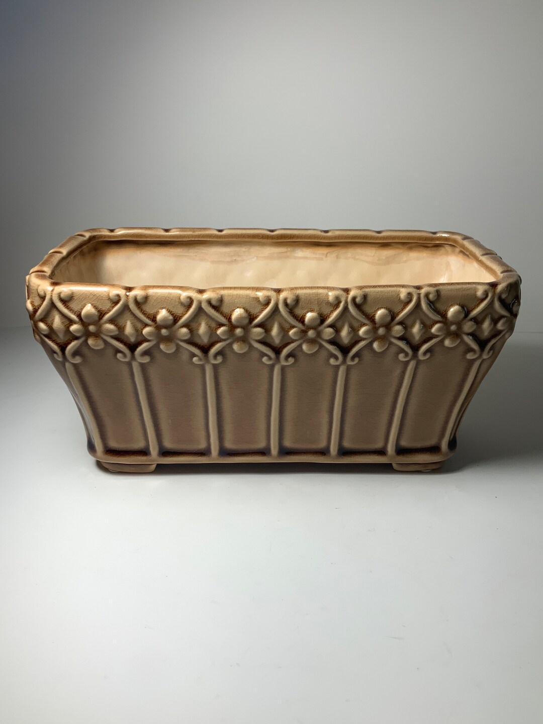 Vintage Hosley Pottery Embossed Planter 8.25 In. - Etsy