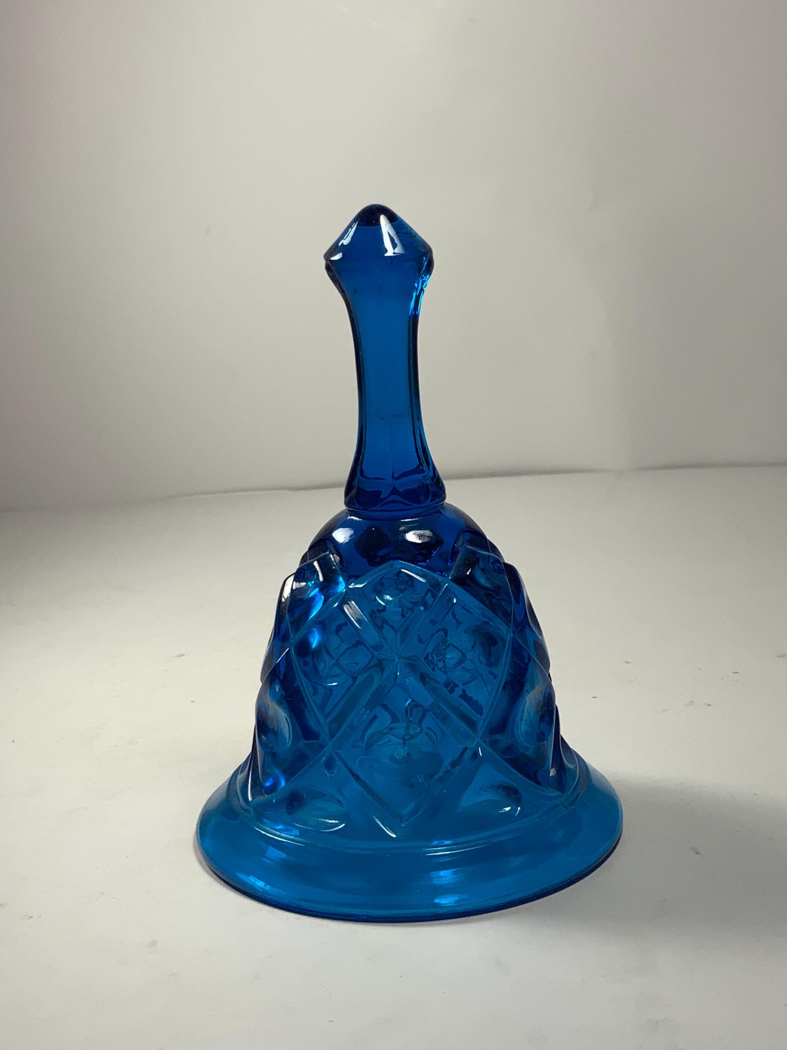 Viking Glass Diamond Quilted Blue Glass Bell 5.5 In. - Etsy