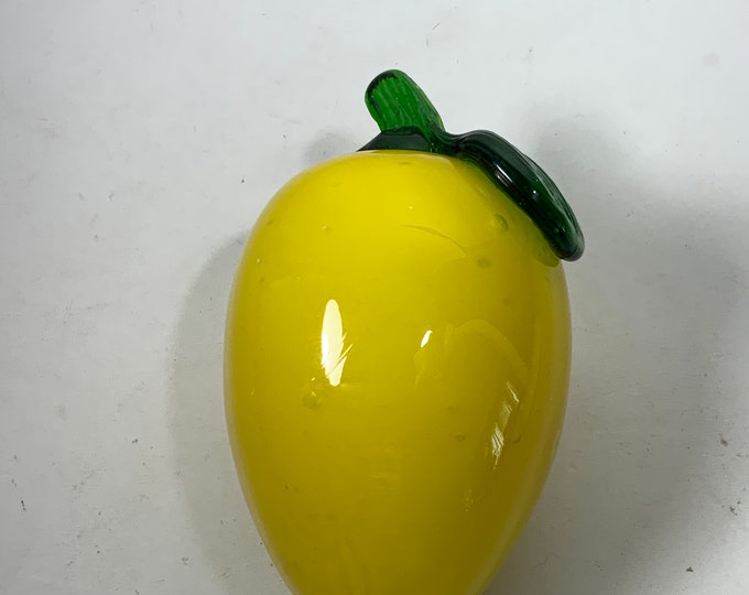Hand Blown Glass Lemon With Leaves 4.5 In. - Etsy