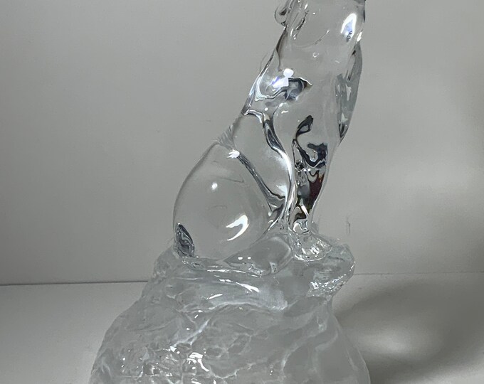 Vintage Cristal D’arques Clear Glass Wolf Statue/paperweight 6.5 In. - Etsy