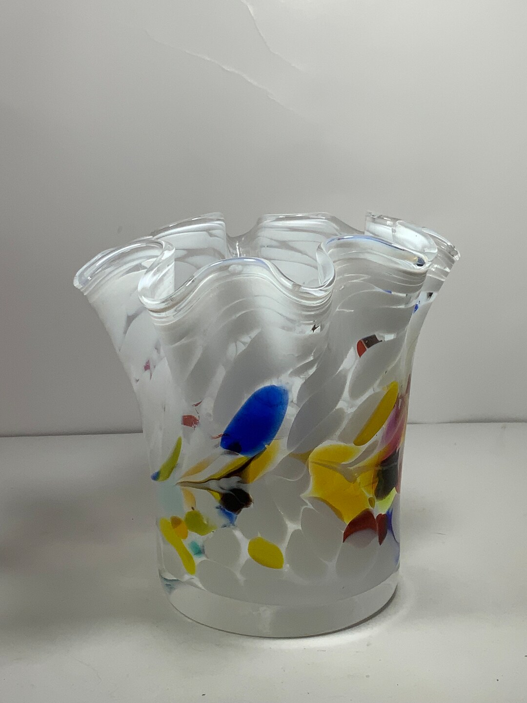 Zorza Poland Ruffled Handkercheif Glass Confetti Vase 5.5 In. - Etsy