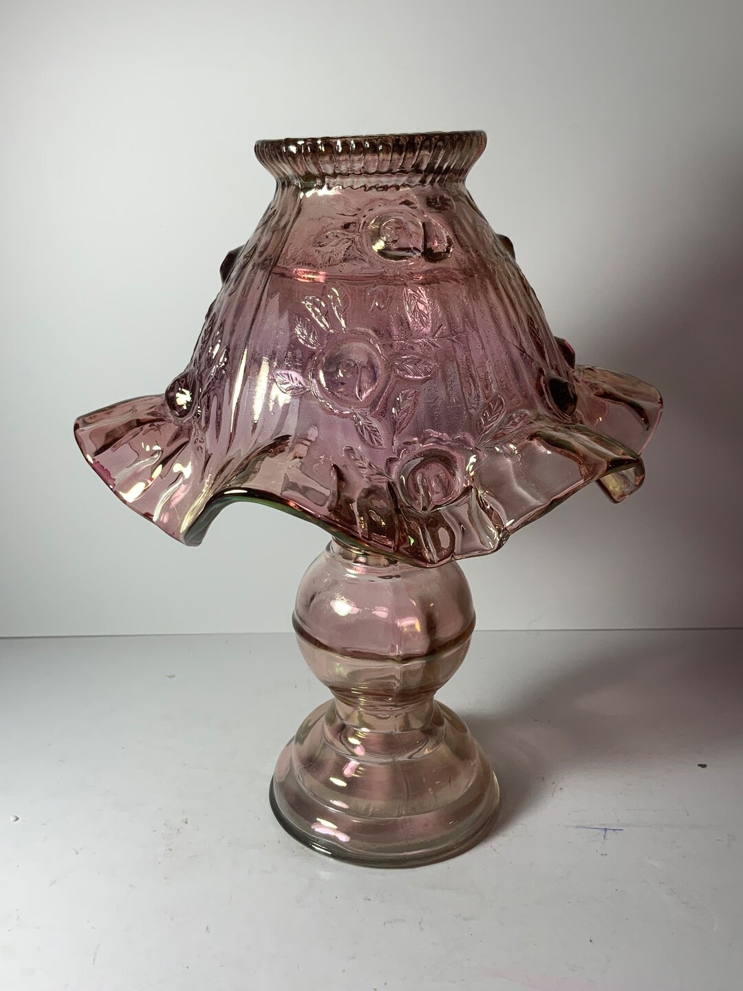 Vintage Fenton Cabbage Rose Glass Fairy Lamp 3 Pieces 9.5 In. - Etsy