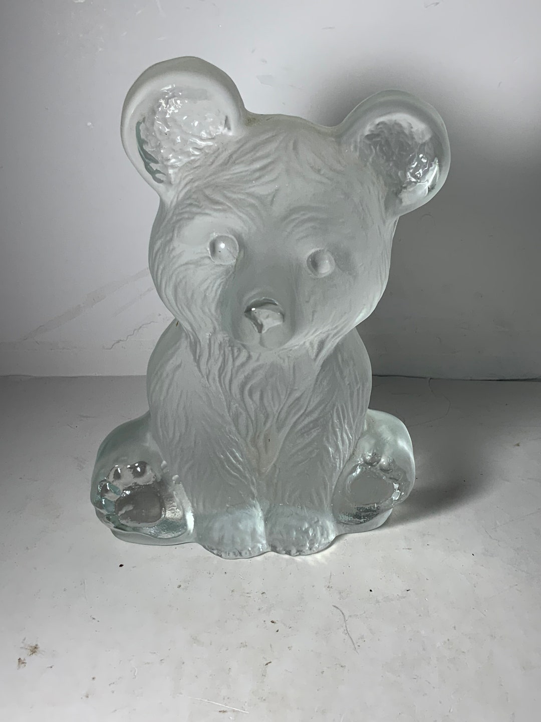 Vintage Viking Frosted Glass Teddy Bear Paper Weight 6.5 In. - Etsy