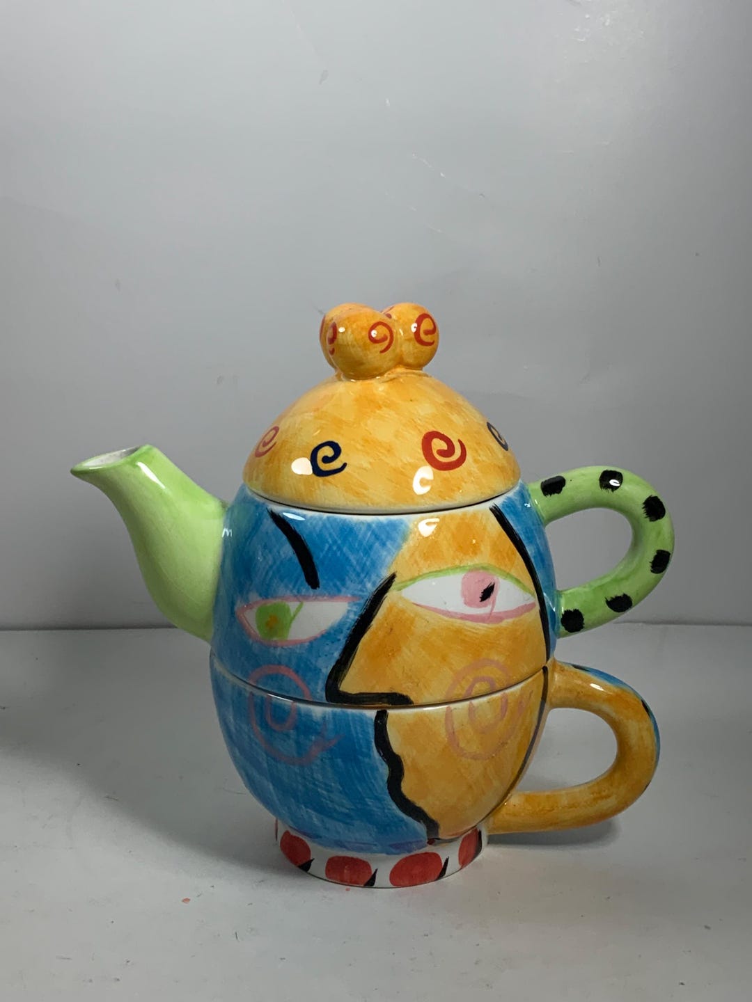 Bella Casa by Ganz “fun Faces” Ceramic Tea Set for One 7 In. - Etsy