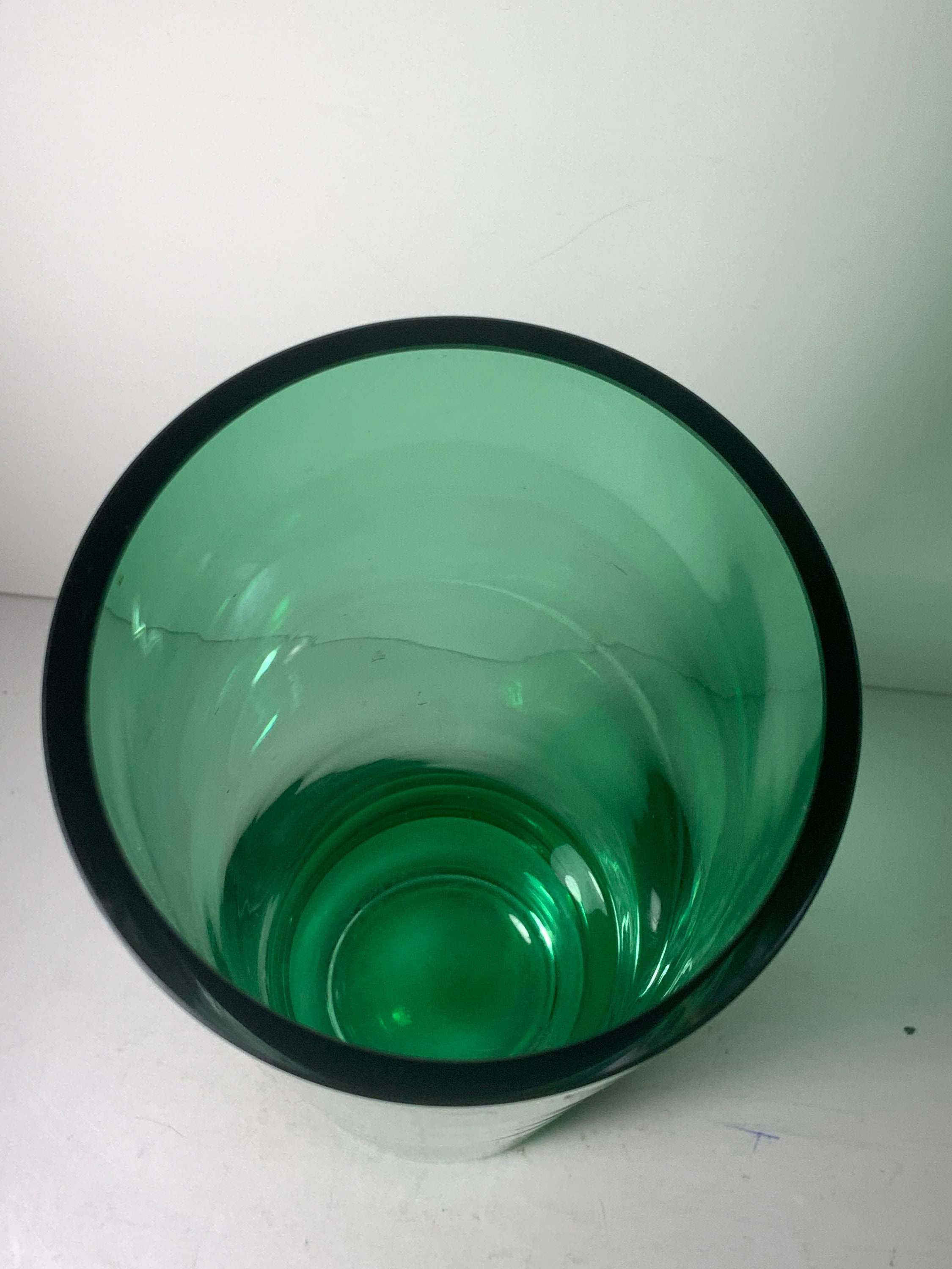 Vintage Krosno 14 Inch Green Glass Cylinder Vase Handmade in Poland - Etsy