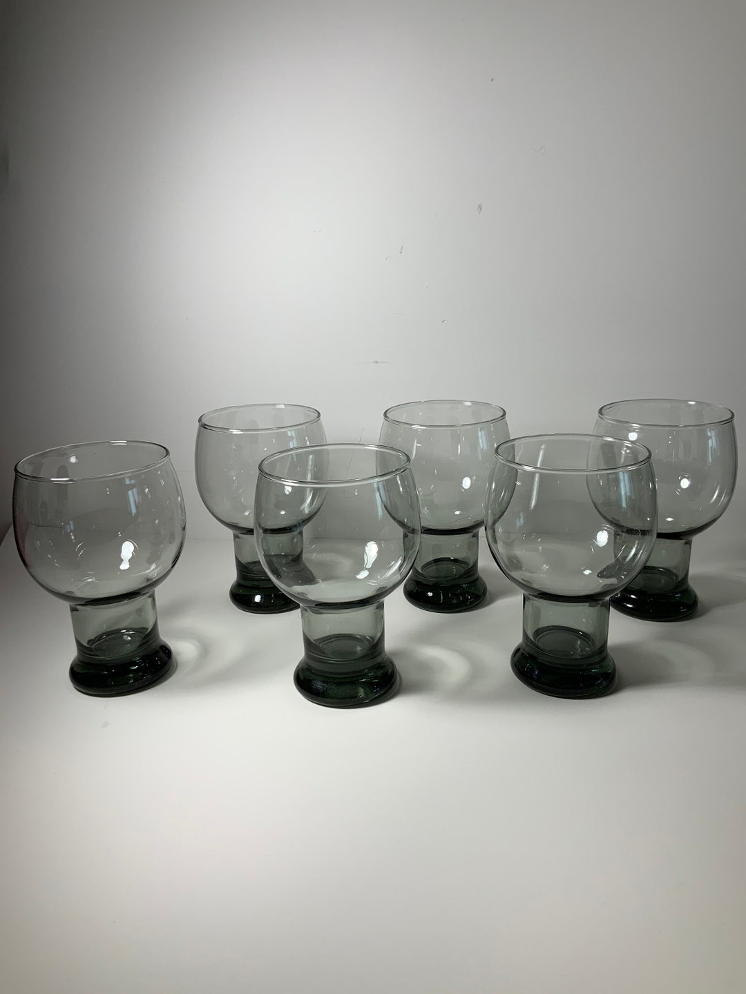 Vintage Set of 6 Libbey Stax Smokey Glass Goblets 5.5 In. - Etsy