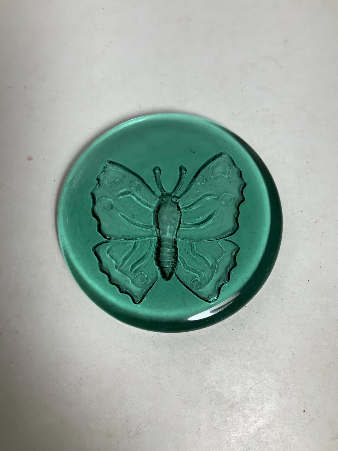 Green Art Glass Butterfly Paperweight 4 In. - Etsy