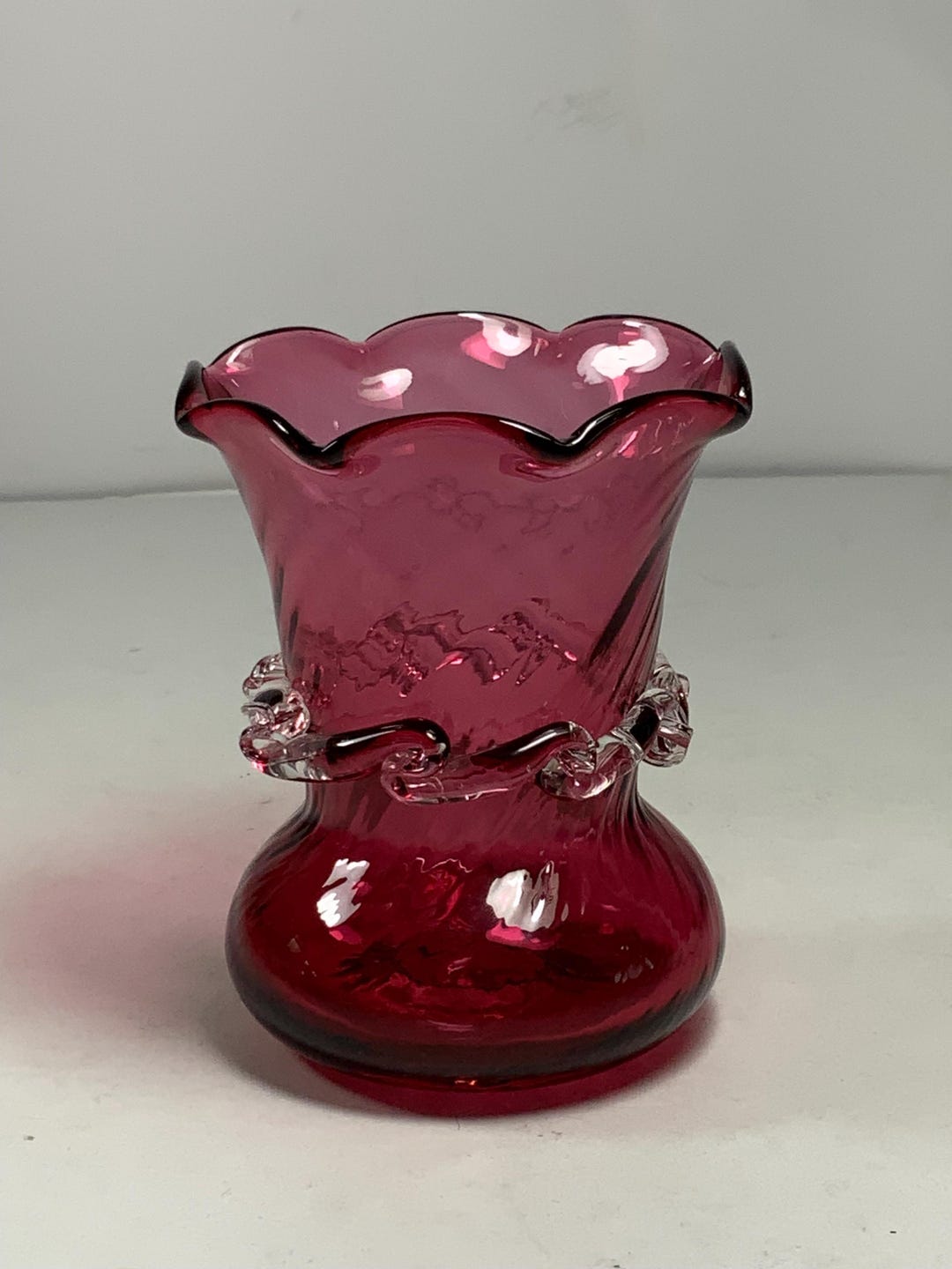 Vintage Pilgrim Glass Hand Blown Cranberry Glass Small Vase 3.5 In. - Etsy