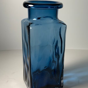 Set of 2 Indigo Dimple Glass Bottle Vases 7 In. - Etsy
