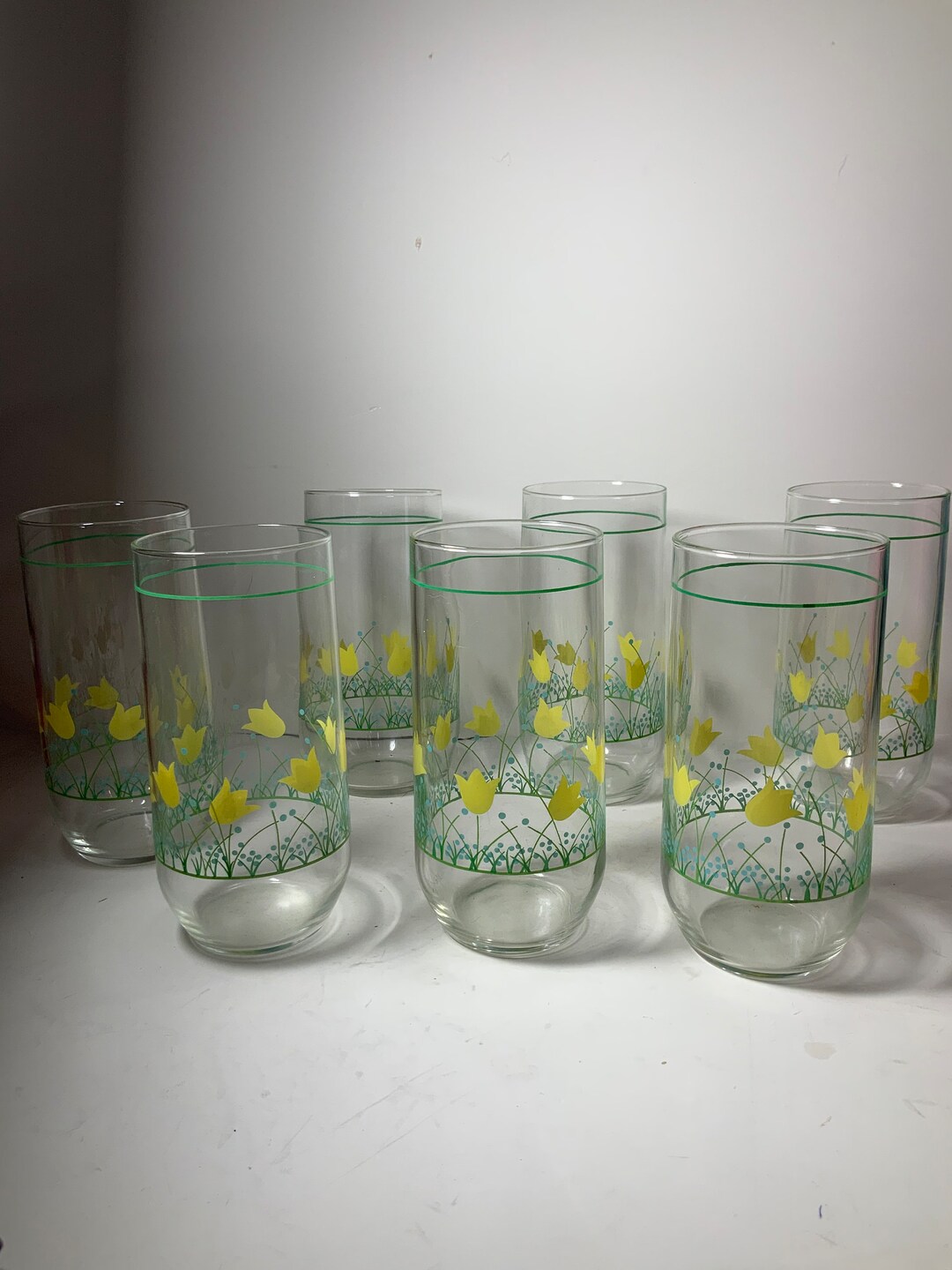 Set of 7 Luminarc Spring Tulip Drinking Glasses 6 In. - Etsy