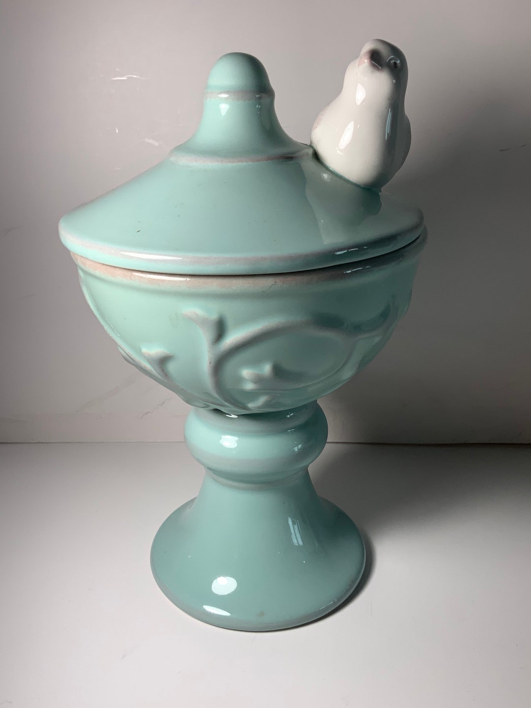 Vintage Robins Egg Blue Compote Trinket Dish Ceramic Adorable 11 In. - Etsy