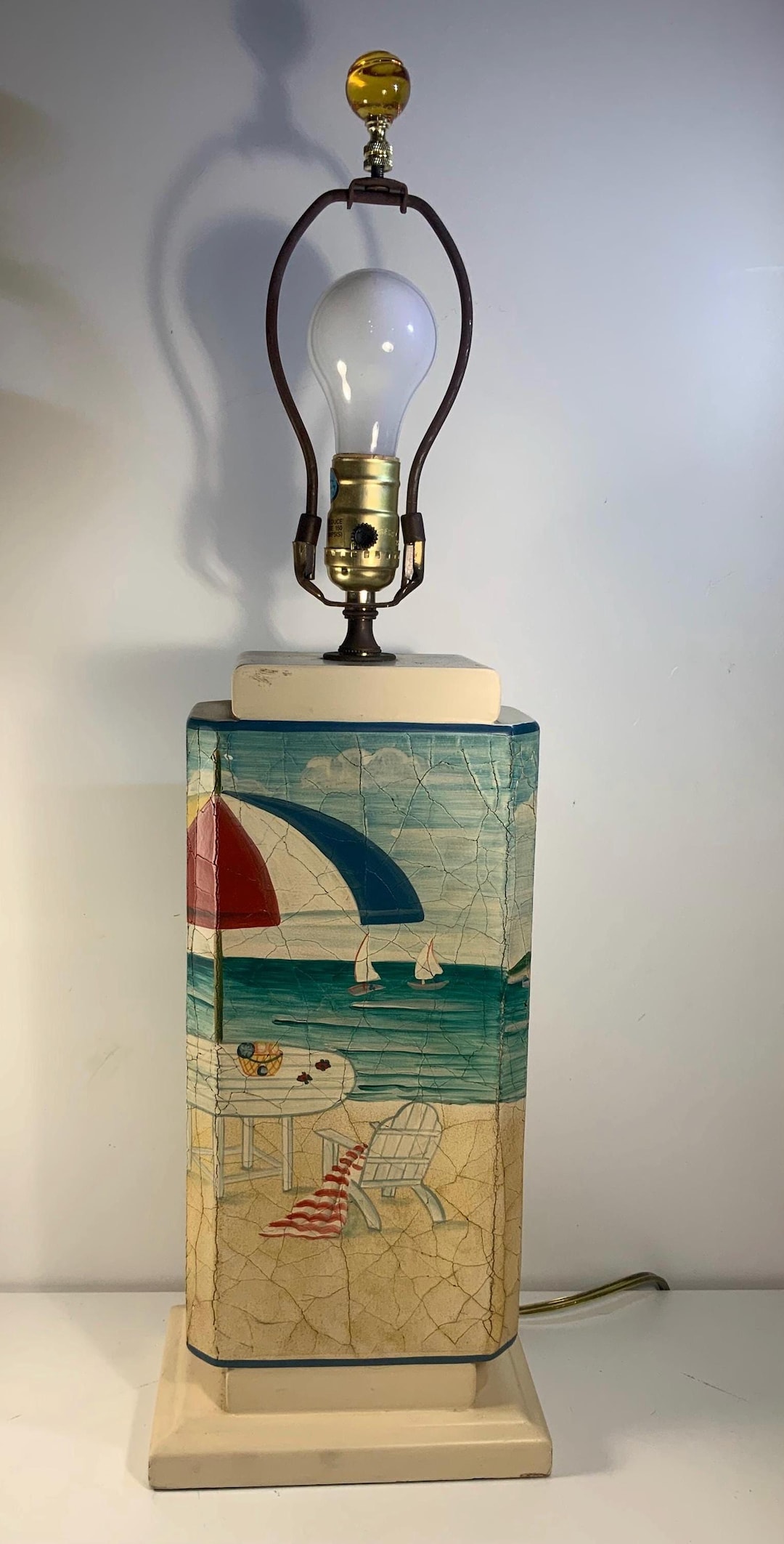 RARE Vintage Shady Lady Hand Painted Distressed Seascape Tall Wood ...