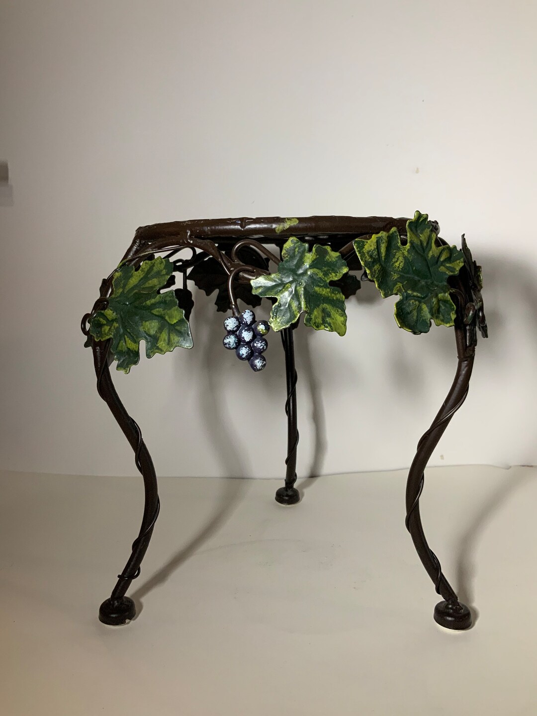 10 Inch Metal Plant Stand With Grape & Vine Detail - Etsy