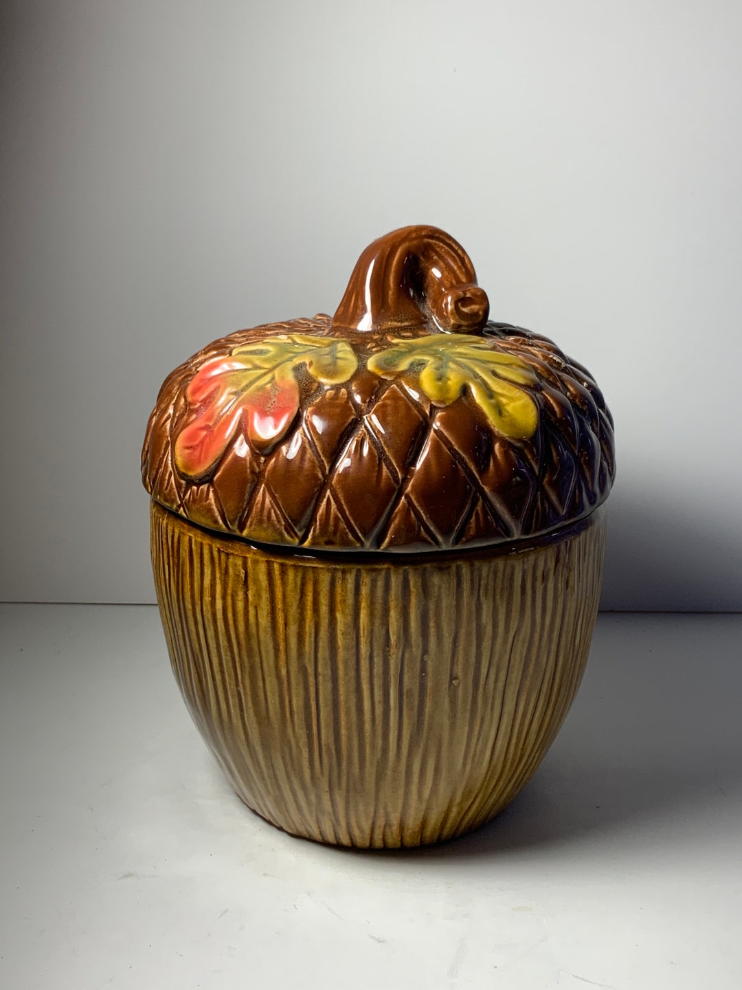 Small Stoneware Acorn Canister/cookie Jar 5 In. - Etsy