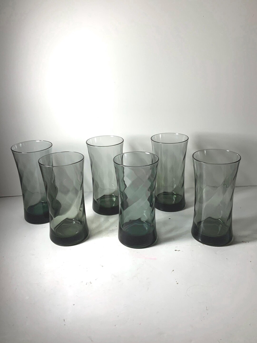 Set of 6 Vintage Libbey Smoked Optic Swirl Glass Tumblers 5.5 In. - Etsy