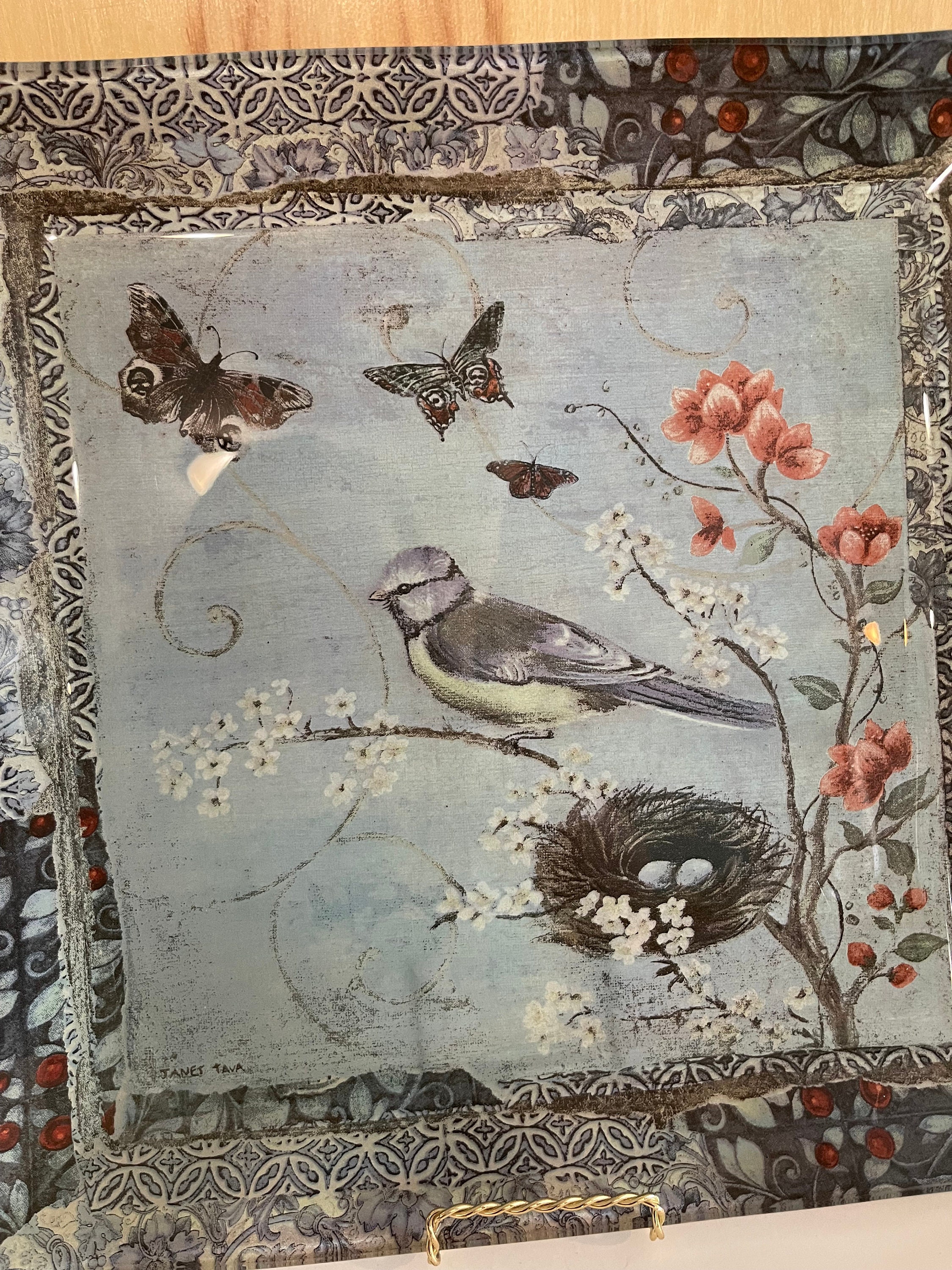 Rare Vintage Janet Tava Cased Glass Serving Tray Butterfly - Etsy