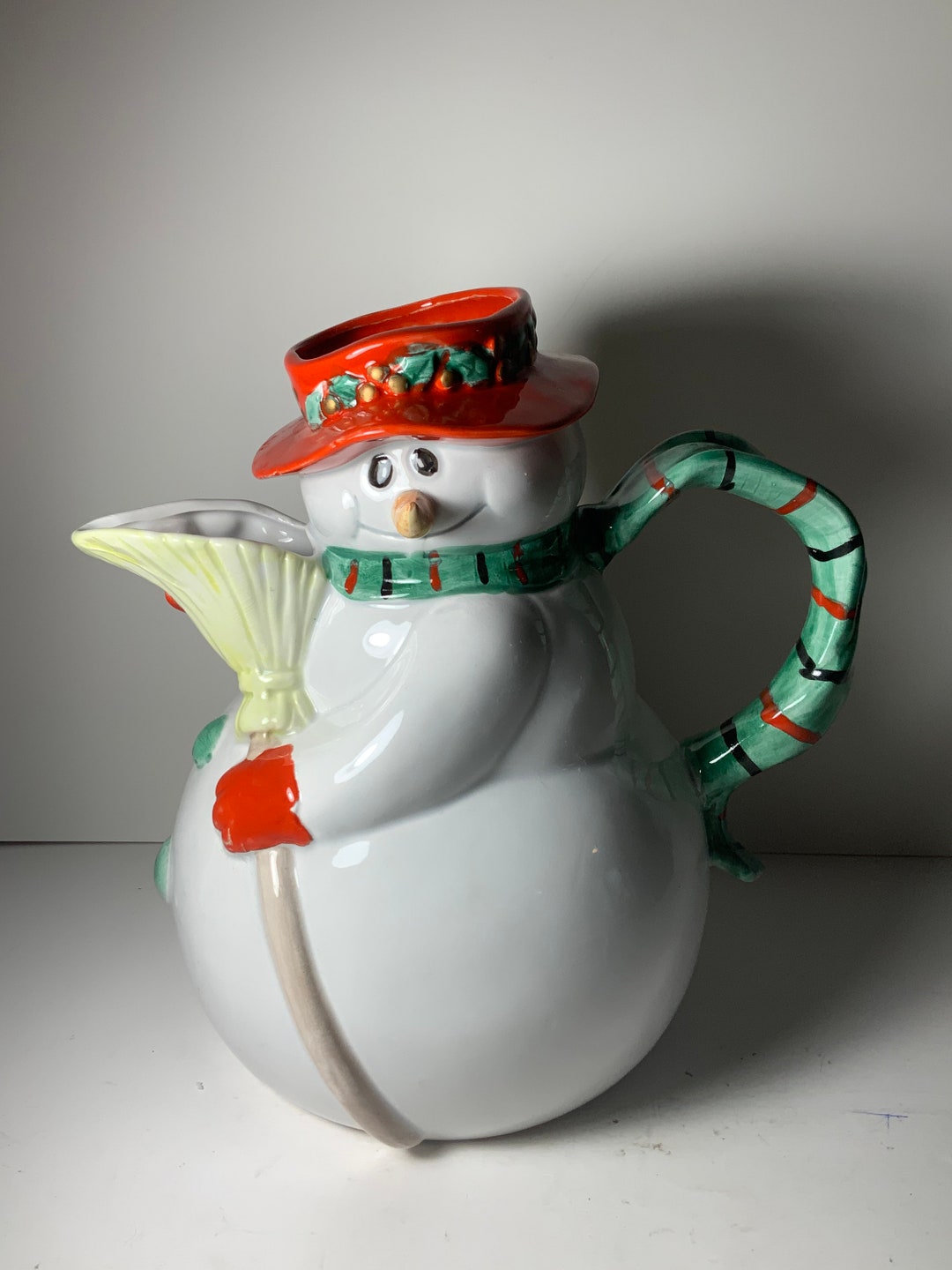 Vintage Ceramic Fitz & Floyd Snowman Pitcher 1 3/4 Quart 9 In. - Etsy
