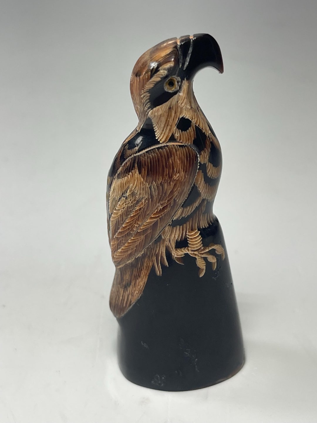 Vintage Hand Carved Buffalo Horn Small Eagle/falcon Statue 3.25 In. - Etsy