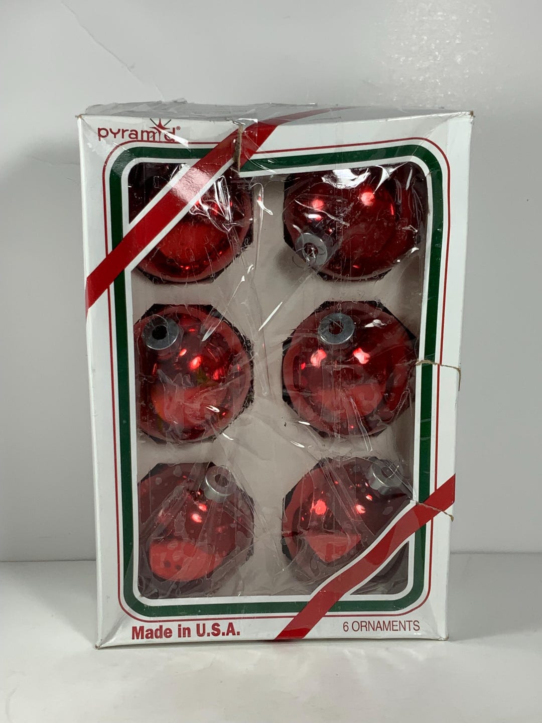 Set of 6 Vintage Pyramid 1970s Red Glass Christmas Ball Ornaments - Etsy