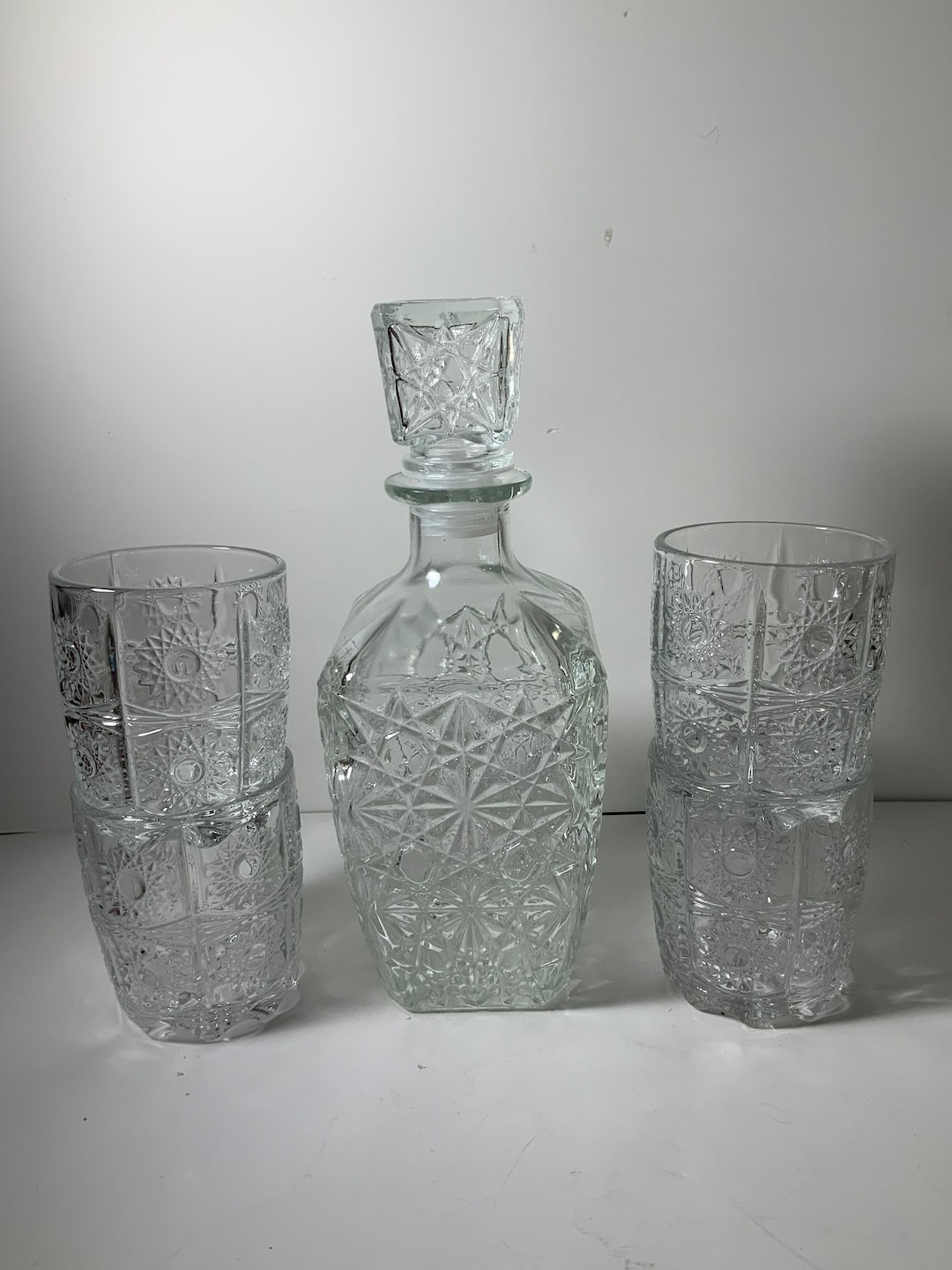 Godinger Studio Crystal Whiskey Decanter & 4 Glasses - Etsy
