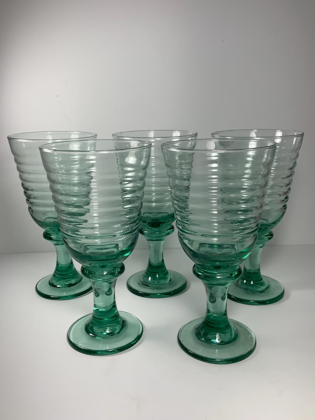 Set of 5 Vintage Libbey Sirrus Spanish Green Glass Goblets 7.5 In. - Etsy