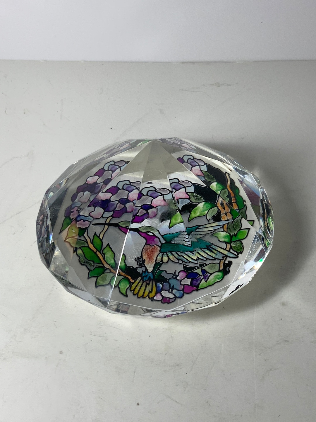 Amia Studios Hand Painted Hummingbird Crystal Diamond Shaped ...