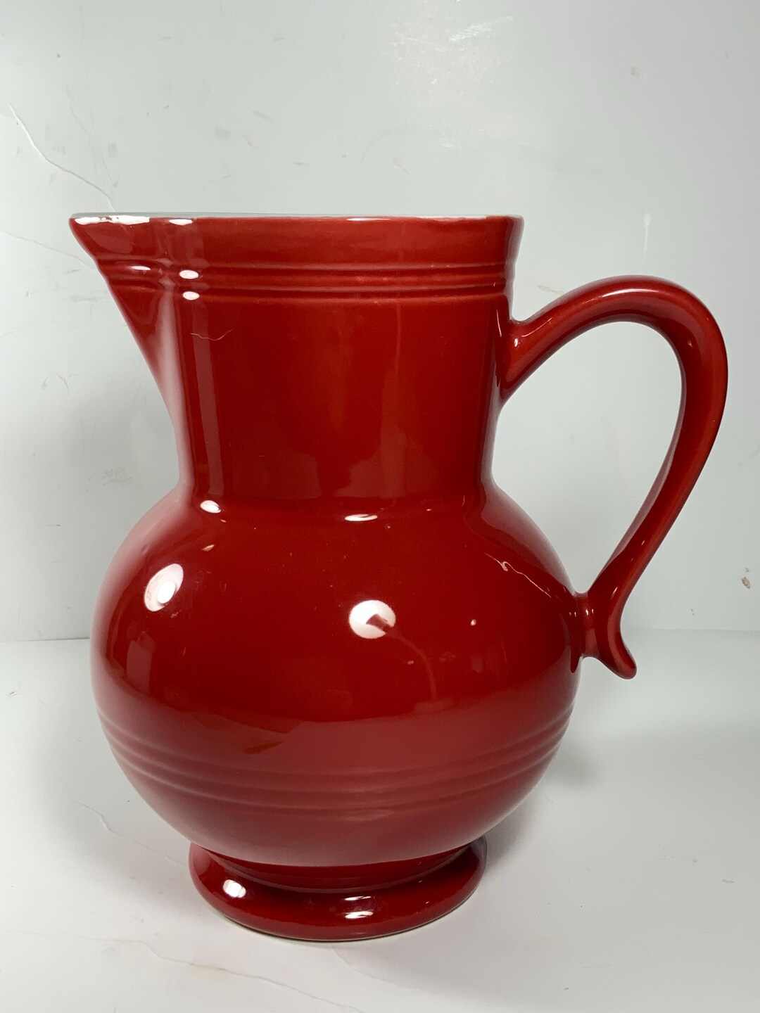 Vintage Emile Henry Red Ceramic Pitcher Made in France 9 In. - Etsy