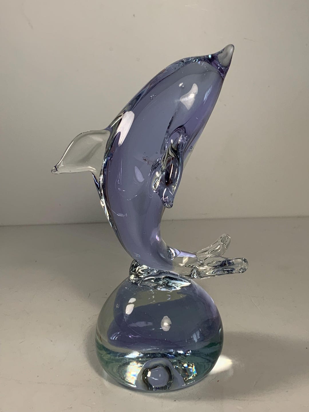 Vintage Neodymium Purple/blue Color Changing Glass Dolphin Statue 7 In ...