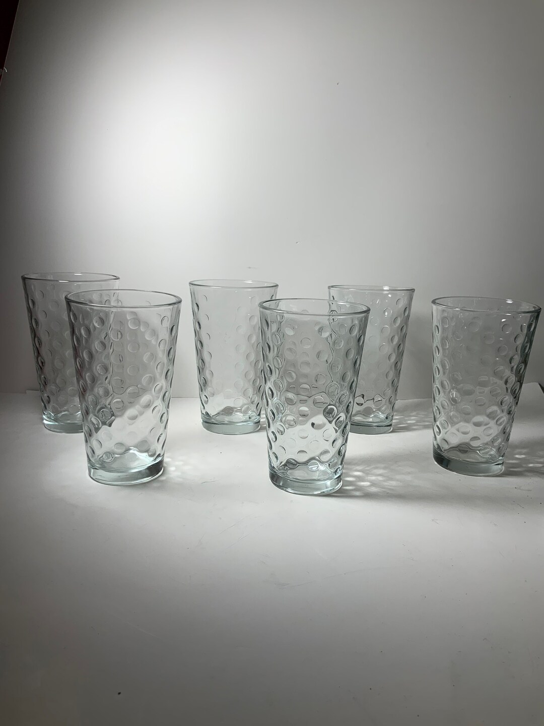 Set of 6 Vintage Libbey Clear Glass Optic Coin Bubble Dot Tumblers 6 In ...