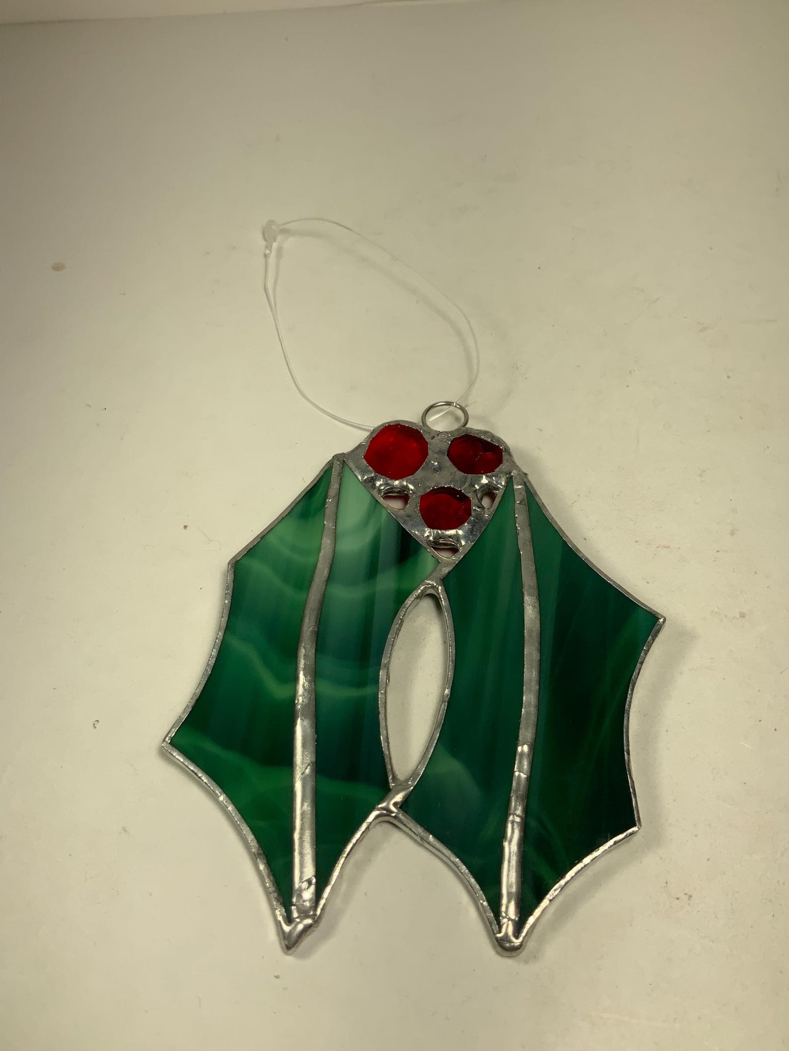 Holly Leaf & Berry Stained Glass Suncatcher 5 In. - Etsy