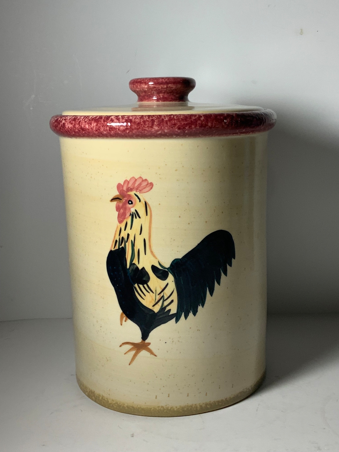 Blue Sky Pottery Authentic Stoneware Rooster Canister 9.5 In. - Etsy