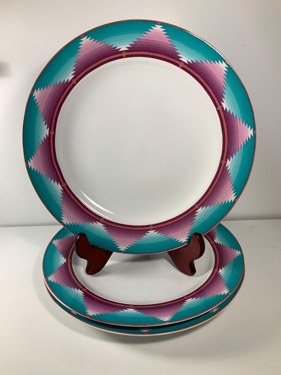 Set of 3 Furio Merida Aqua & Purple Southwestern Dinner Plates 10.5 In ...
