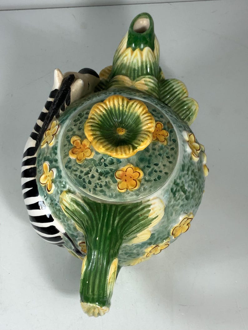 RARE the Strata Group Ceramic Jungle Spree Hand Painted Zebra Teapot 9 ...