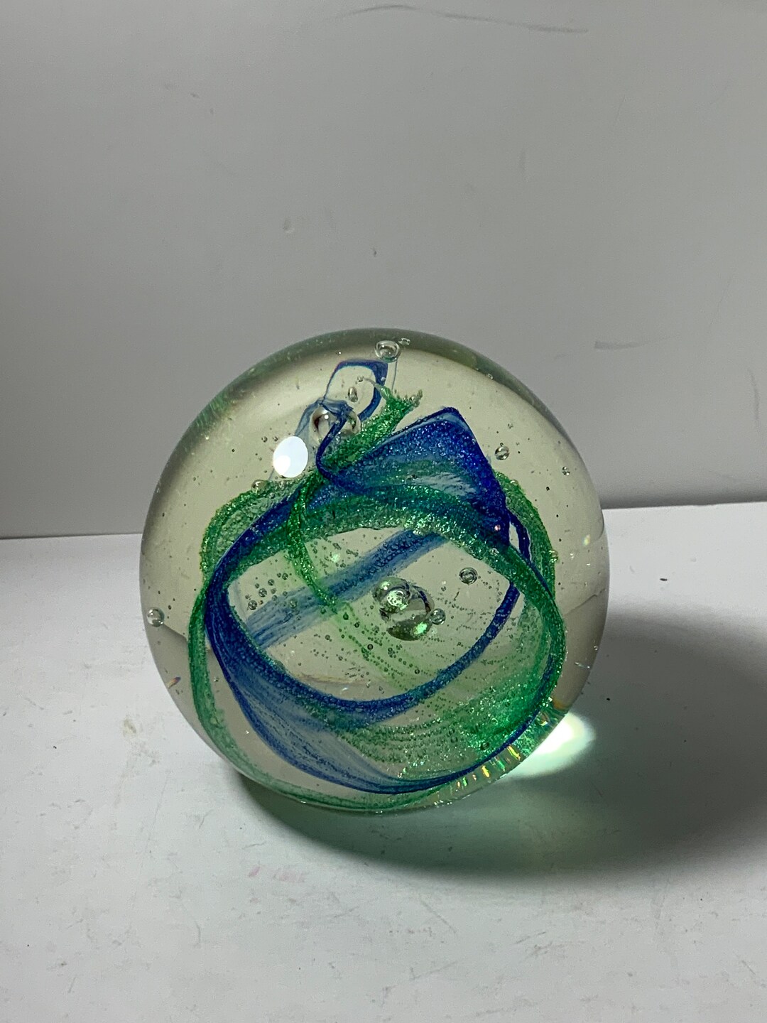 Large Blue/green Swirl Paperweight 4 In. - Etsy