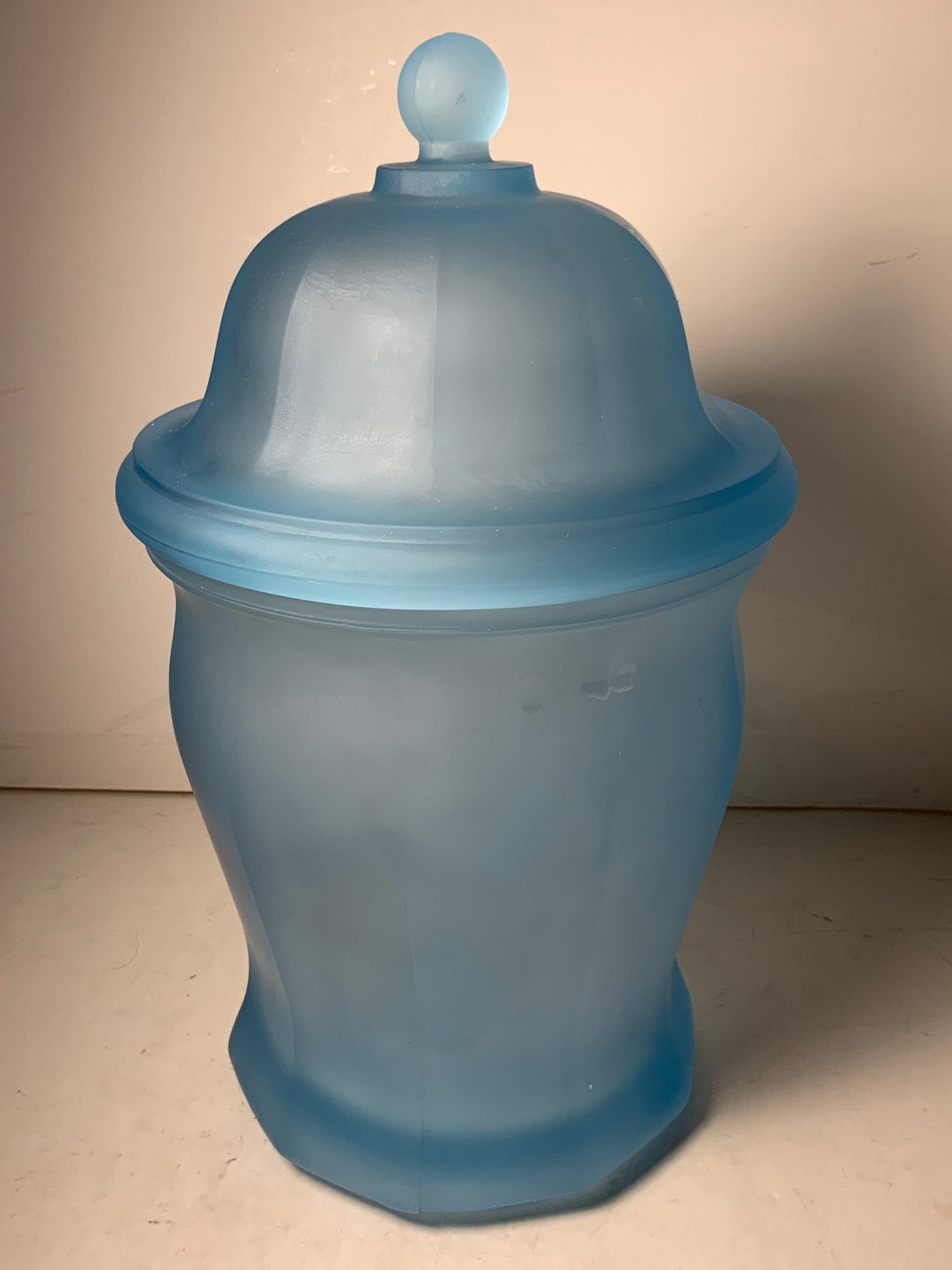 Vintage Indiana Glass Blue Satin Glass Frosted Apothecary Jar 11 In. - Etsy