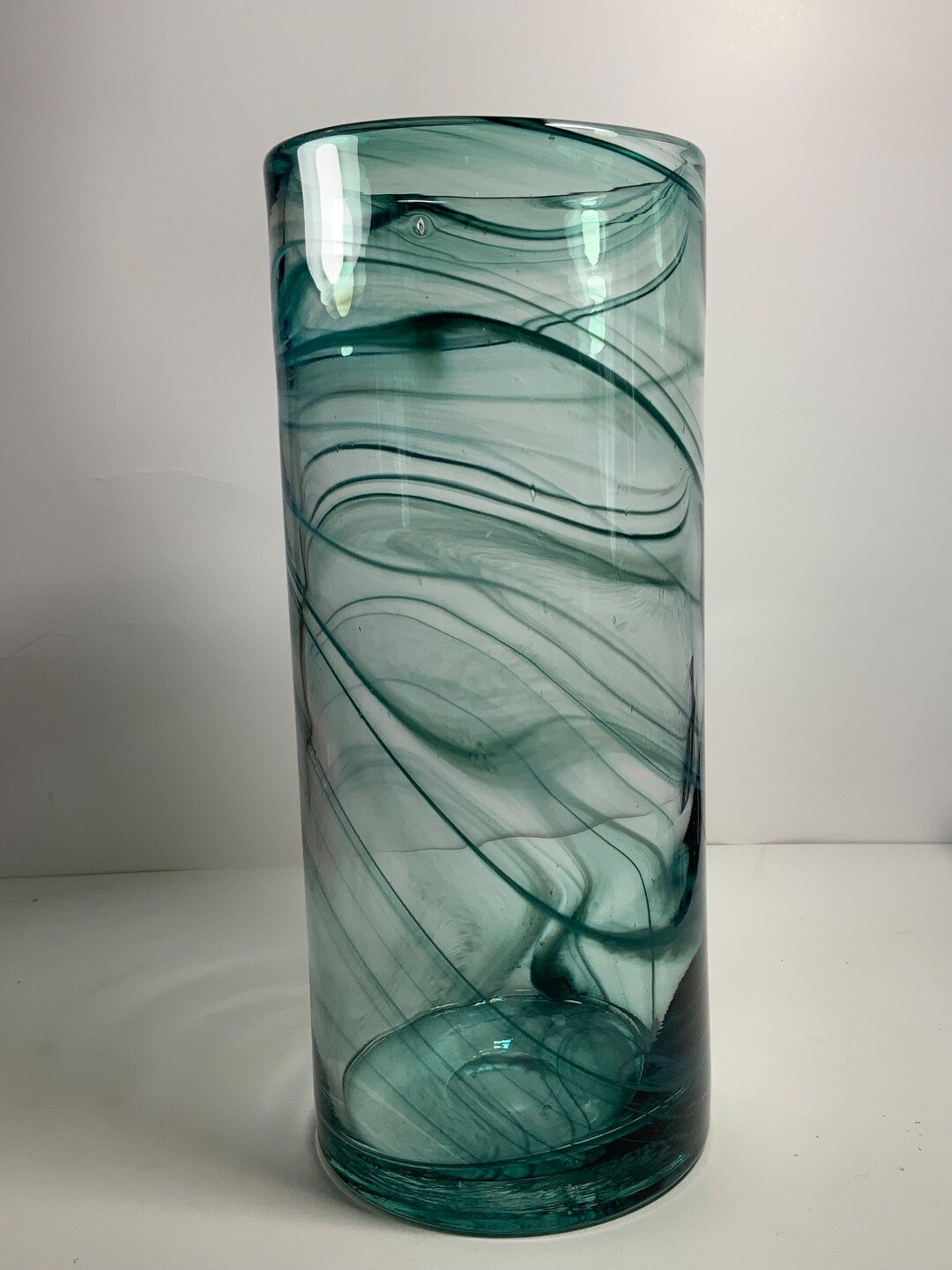 Threshold Teal Swirl Glass Large Hurricane Vase 11 In. - Etsy