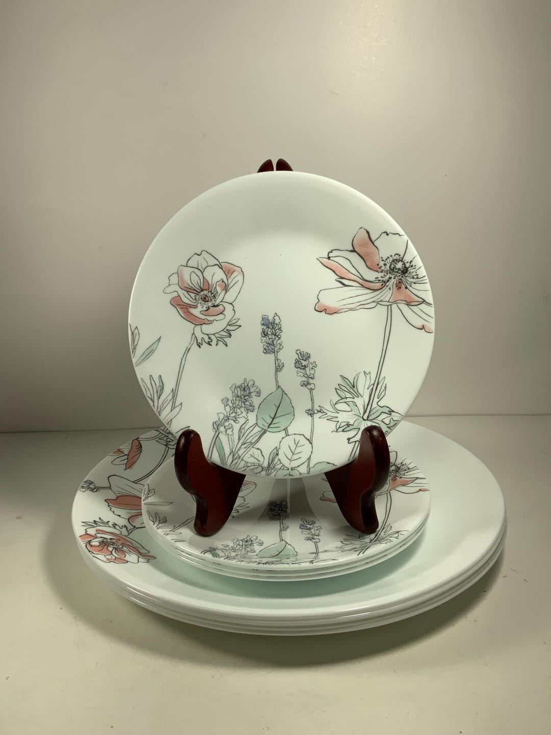Set of 8 Corelle Signature Poppy Pattern Plates 4 Dinner Plates & 4 ...
