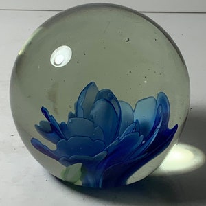Blue Suspended Rose Glass Paperweight 2.5 In. - Etsy
