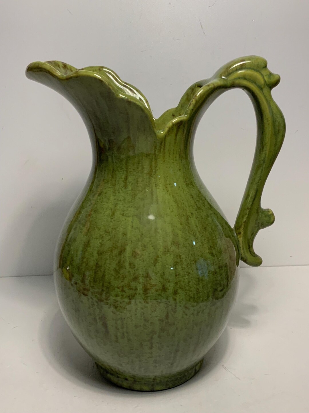 RARE Vintage Royal Haeger 4058 Mottled Green Pottery Ewer Pitcher 10 In ...